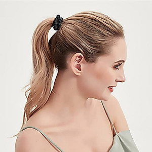 6 Pcs Silk Hair Scrunchies Soft & Comfortable Small Silk Scrunchy Skinny Hair Ties Bows Ropes Elastics Ponytail Holders for Women Girls Hair Accessories