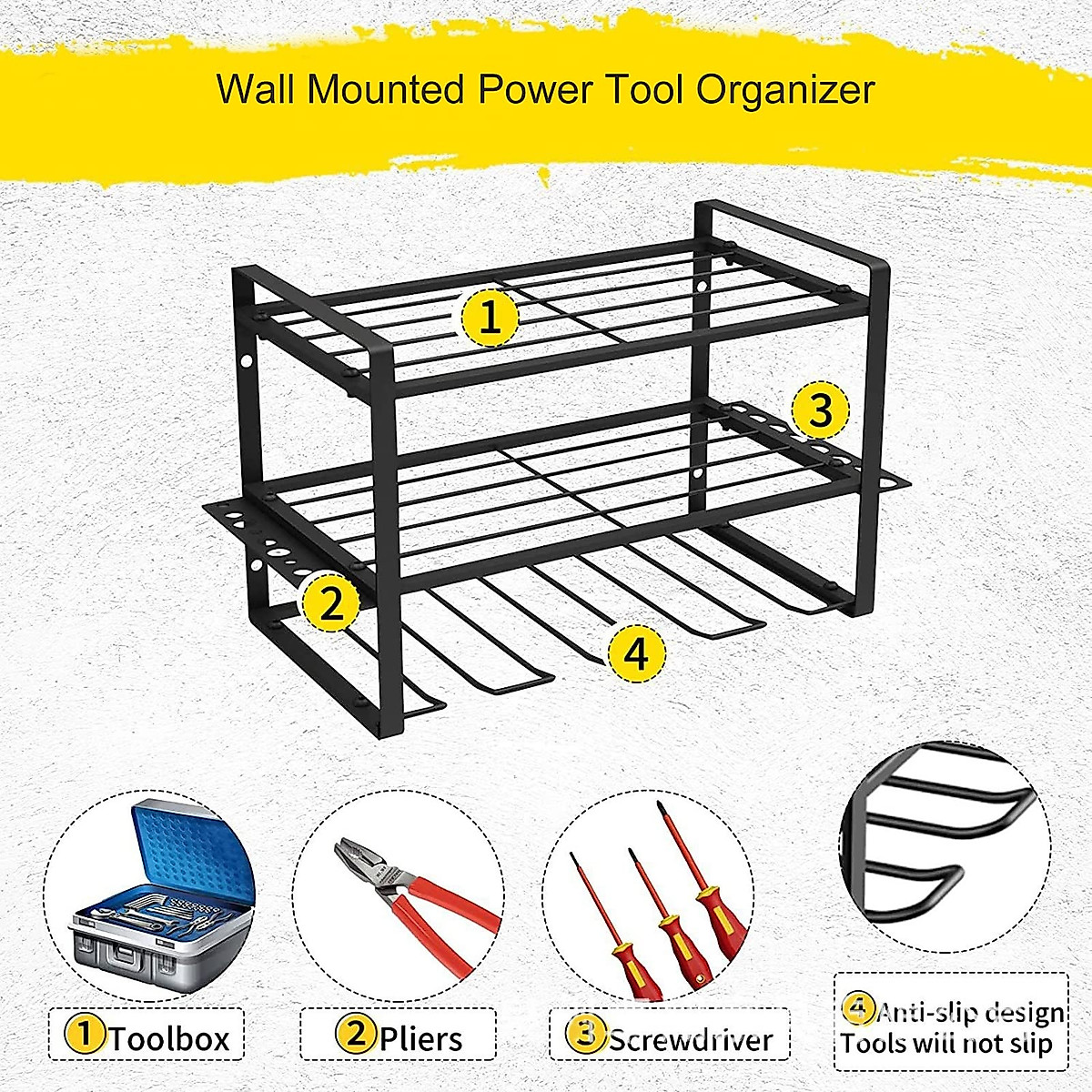 Wall Mounted Power Tool Organizer Electric Drill Tool Holder Cordless Drill Shelf Support for Tool Storage Drill Storage