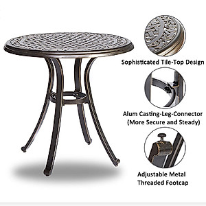 DALI 3 Piece Bistro Set, Cast Aluminum Dining Table Patio Glider Chairs Garden Backyard Outdoor Furniture