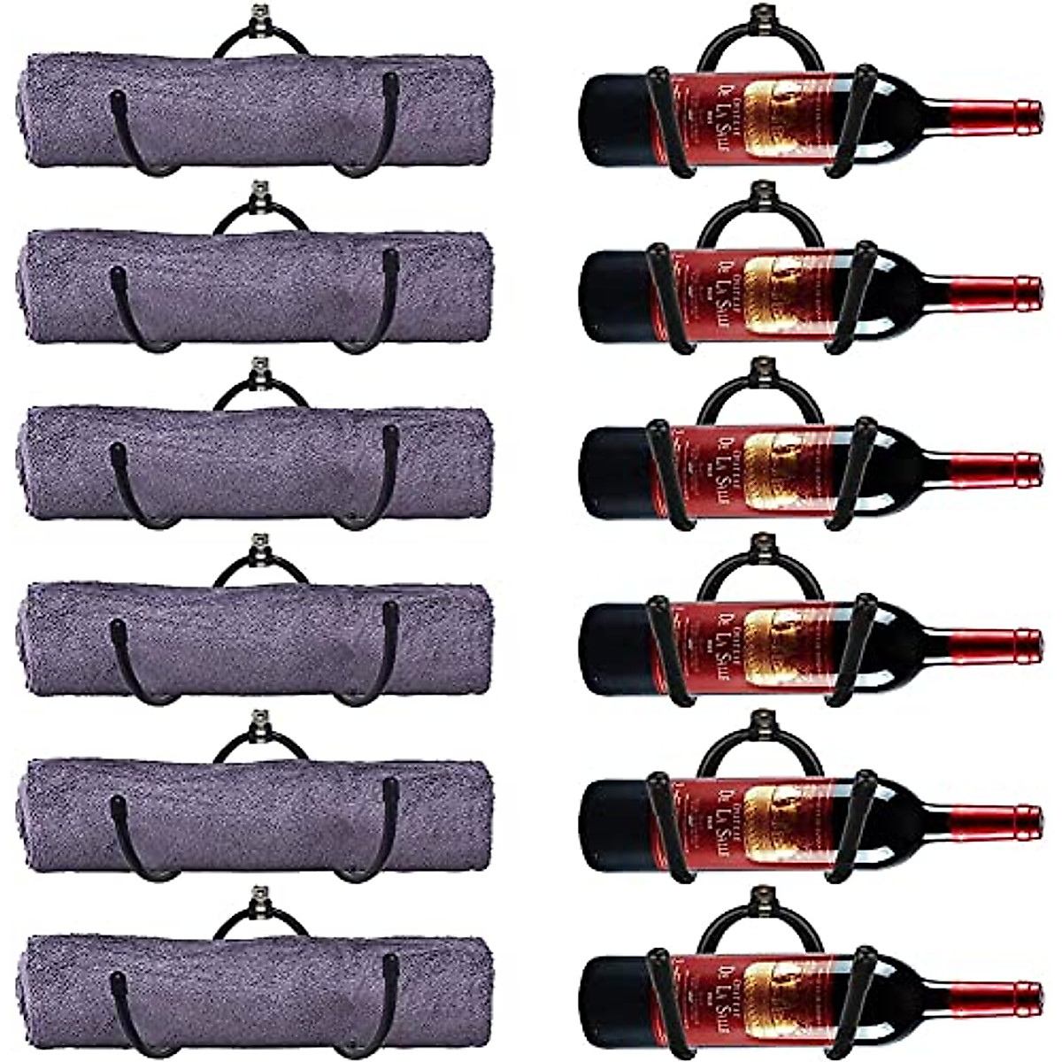 Pmsanzay Wall Mounted Wine Rack Wine Bottle Rack Holder Storage Organizer with Rubber Protection（No Scratches）- Home & Kitchen Décor - Pack of 6