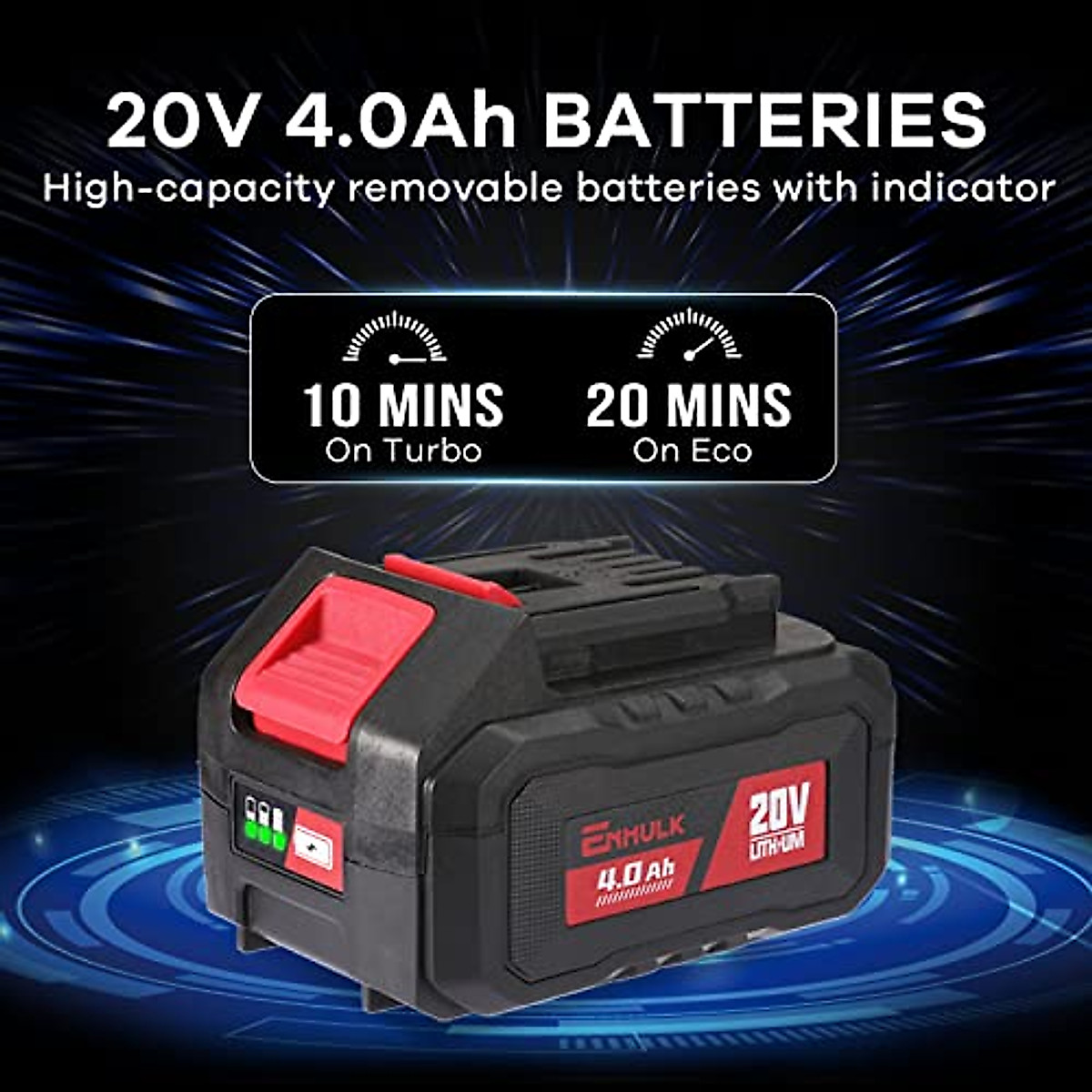 Enhulk Leaf Blower Cordless, 430 CFM Max Electric Jet Blower with Powered Brushless Motor, 20V 4.0Ah Battery & Fast Charger, High/Low-Speed Handheld Blowers for Lawn Care Yard Work Around The House