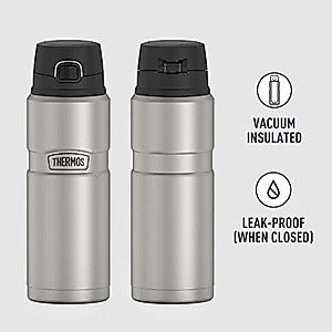 THERMOS Stainless King Vacuum-Insulated Drink Bottle, 24 Ounce, Matte Steel