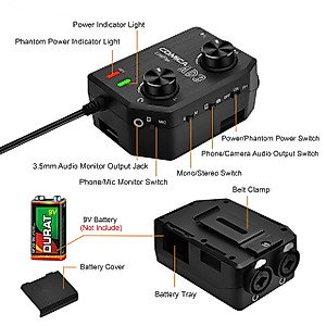 Comica LINKFLEX.AD3 2-Channel XLR/3.5mm/6.35mm Microphone Audio Mixer Preamp with Phantom Power, Guitar Audio Interface Microphone for DSLR Cameras Camcorders iPhone iPad Mac and Android Smartphones