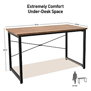 SINKCOL Computer Desk 47 inch Home Office Writing Study Desk, Easy to Assemble, Brown