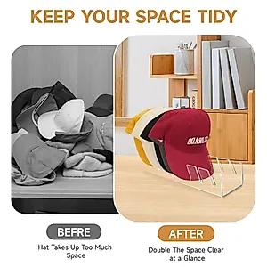 WeiranLife 2024 New Hat Stand for Baseball Caps Display and Organizer,No Install Acrylic Hat Holder for 14 Baseball Caps for Bedroom, Closet, Dresser and Wall 2PCS