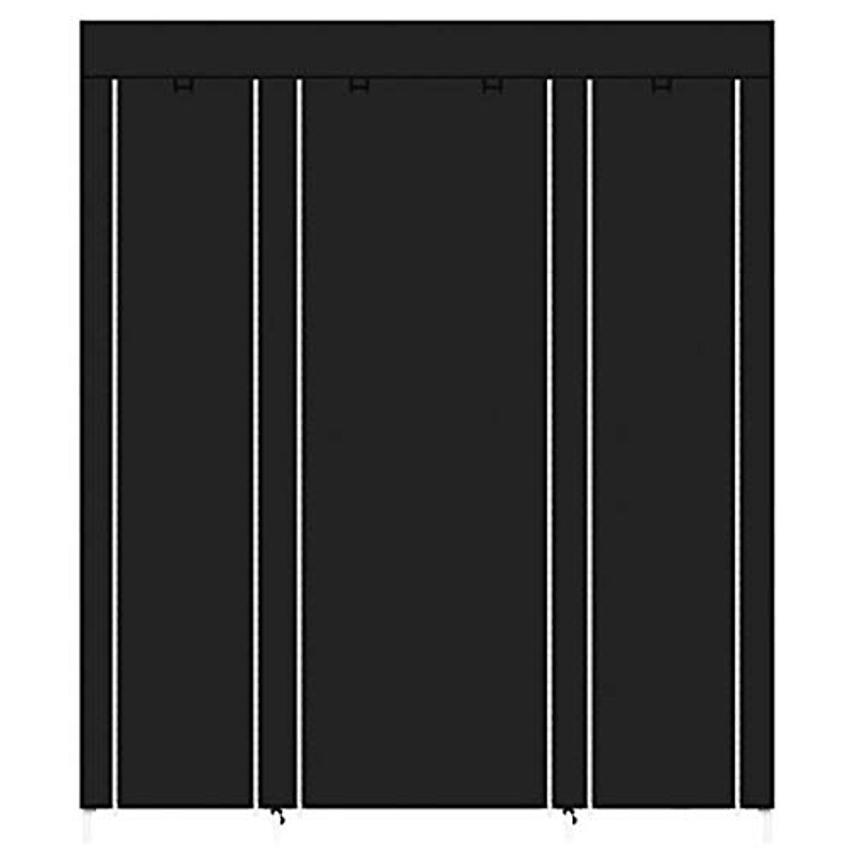 SoSo-BanTian1989 Metal Frame Portable Closets Fabric Wardrobe, Clothing Cabinet Storage Organizer with Dustproof Cover (Black)