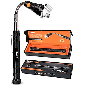 RAK Telescoping Magnetic Pickup Tool - Extendable Magnetic Flashlight - HVAC Tools Gifts for Men - Long LED Magnet Stick Tool for Mechanic, Tech, Handyman - Birthday Gifts for Dad