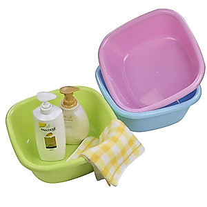 Cand Plastic Square Wash Basin, 12 Quart Dish Tubs, 3-Pack