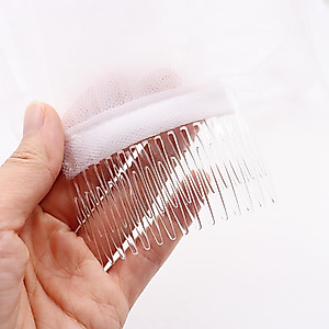 Echodo Bridal Wedding Veil White Double Ribbon Edge Center Cascade Bridal Veil with Comb Wedding Accessories