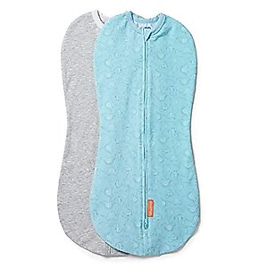 SwaddleMe by Ingenuity Compression Swaddle Pod, Two-Way Zipper for Easy Changes, Improves Sleep & Calms Startle Reflex, 0-2 Months, 2-Pack - Dino Jam