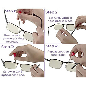 GMS Optical Soft Silicone D-Shaped Screw-in Nose Pads for Glasses, Sunglasses, and Eye Wear - 15mm (5 Pair)