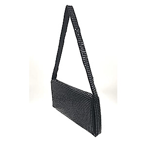 Frewahmesh Womens Evening Clutch Metal Mesh purse handbag with short shoulder strap for Cocktail Party Prom Wedding (Black)