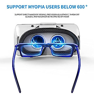 3D HD VR Glasses, 360° Panoramic View, Soft and Comfortable, Support Myopia Users Below 400 °, Suitable for The Current Smart Phone, 4.7-6.5 Inch Mobile Phone
