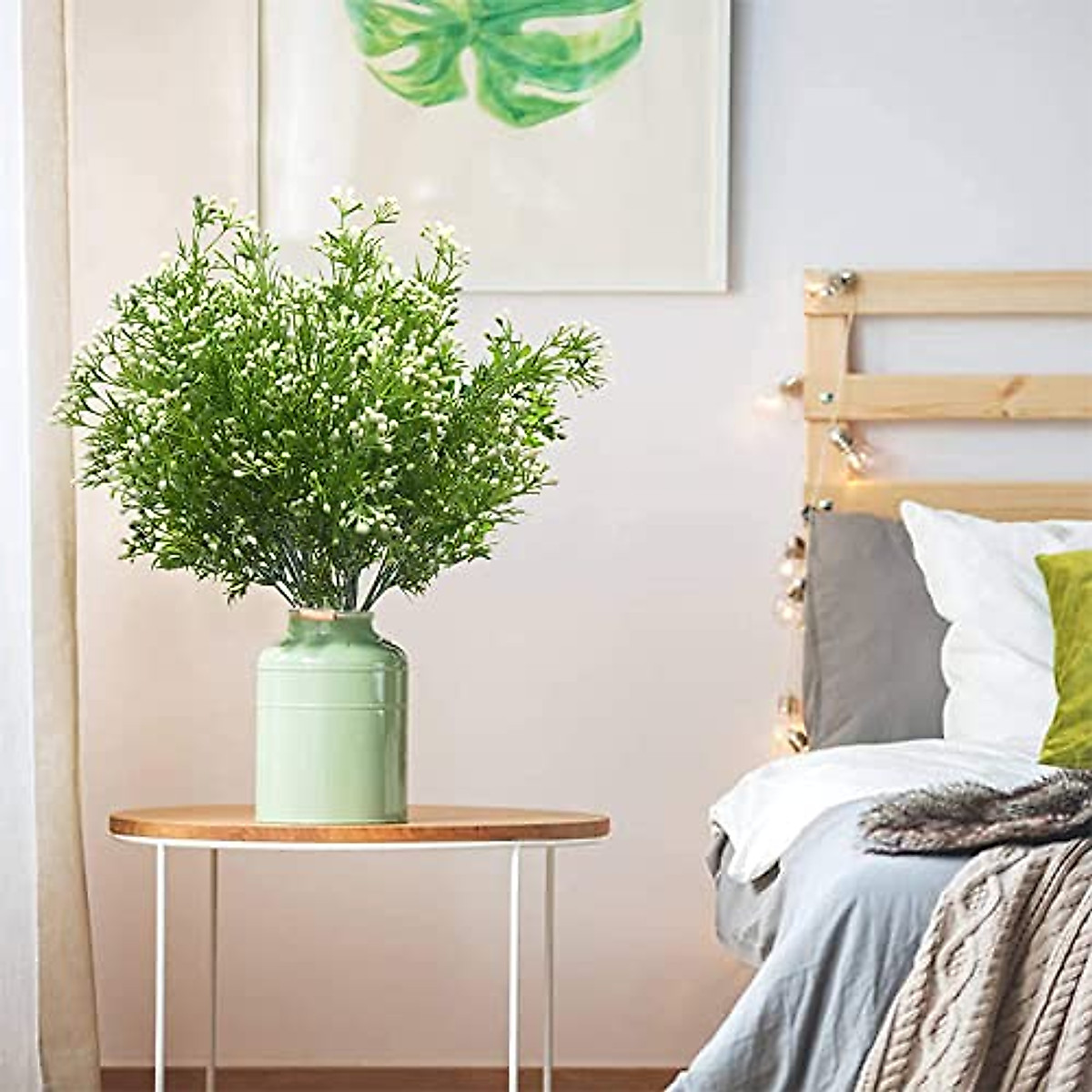 Outdoor Artificial Plants & Flowers Fake Outdoor Plants Artificial Shrubs for Outdoors Plastic Floral Arrangements Artificial with Vase (8 Pcs/White)