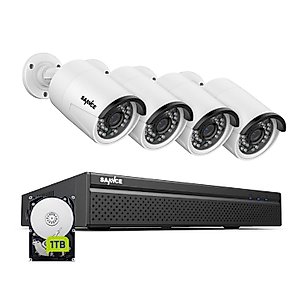 SANNCE 8CH 4K PoE Home Security Camera System, 4pcs Wired 3MP Outdoor PoE Cameras, 3MP 8-Channel NVR Security System with 1TB HDD for 24/7 Recording, Smart Playback, Instant Email Alert with Images