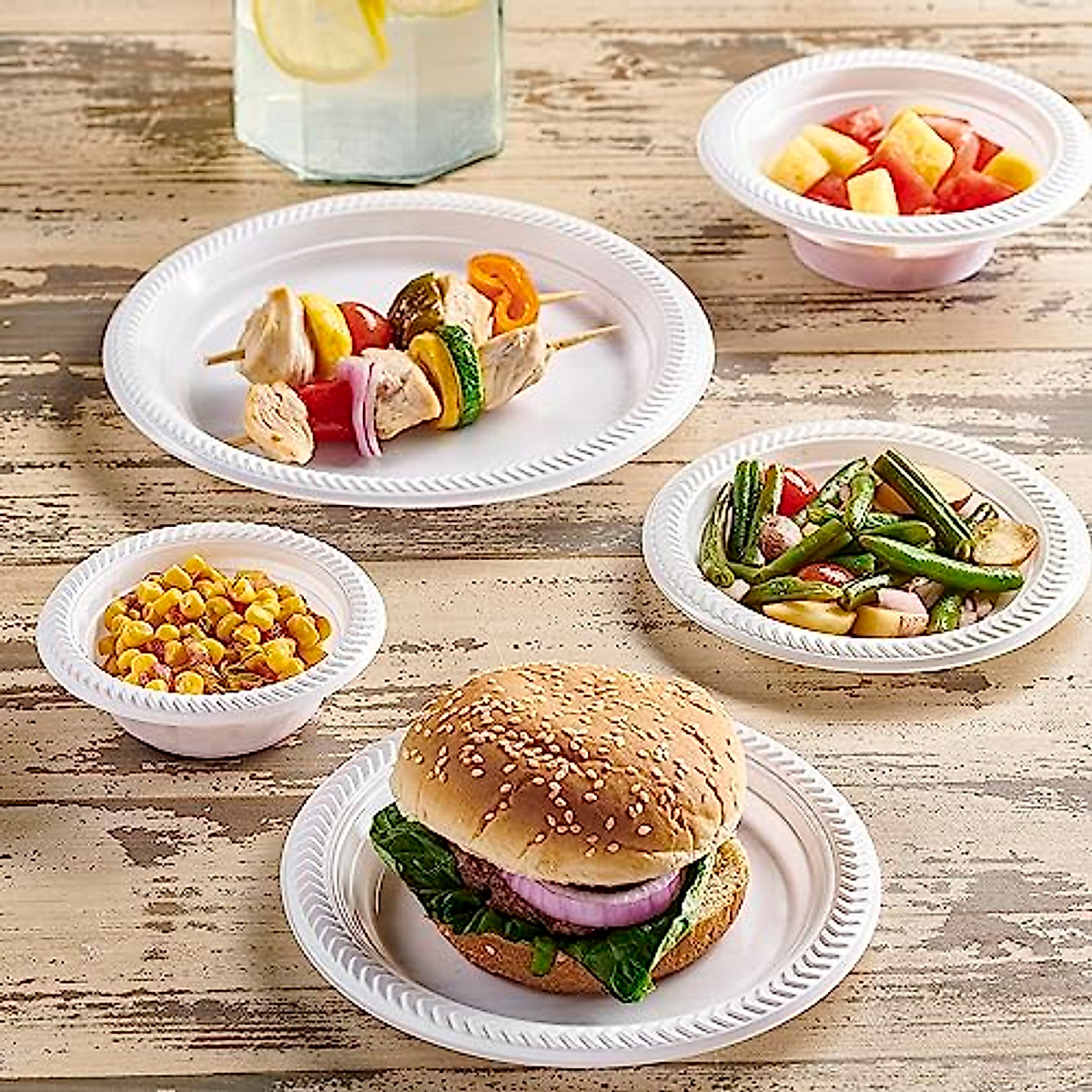 PLASTICPRO 100 PCS White Plastic Bowls 5 oz Premium Quality Light Weight Dishes Disposable Small Plastic Bowls for Dessert Appetizers Soups for Parties Weddings