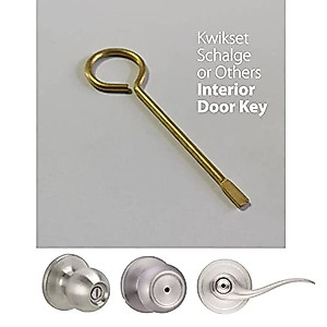 Interior Door Key for Bathroom Bedroom, Emergency Key for Door Knob Lock - Set of 10 Gold