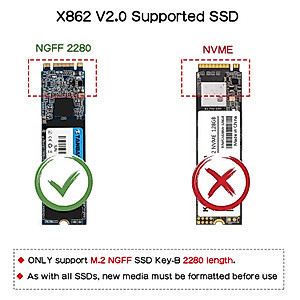 Geekworm for Raspberry Pi 4, X862 V2.0 M.2 NGFF SATA SSD Storage Expansion Board UASP Supported Compatible with Raspberry Pi 4 Model B Only Support Key-B 2280 SSD