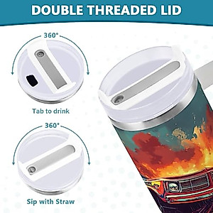 RPLIFE Monster Truck Stainless Steel Mug, Insulated Cup with Straw, Tumbler for Men