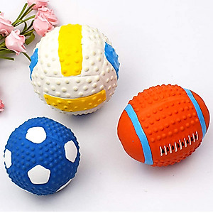 hionre Dog Cat High Elastic Cotton Stuffed Latex Ball Toy Sounding Soccer Rugby, Safe and Durable Teeth Cleaning Tool Pet Accessory - S 4
