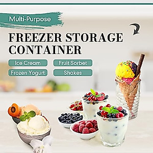 2 Pcs Reusable Ice Cream Containers with Lids and a Scoop 1.5 Quarts Plastic Rectangle Dessert Storage Tubs Homemade Ice Cream Storage Containers for Freezer Kitchen Refrigerator (Orange,Green)