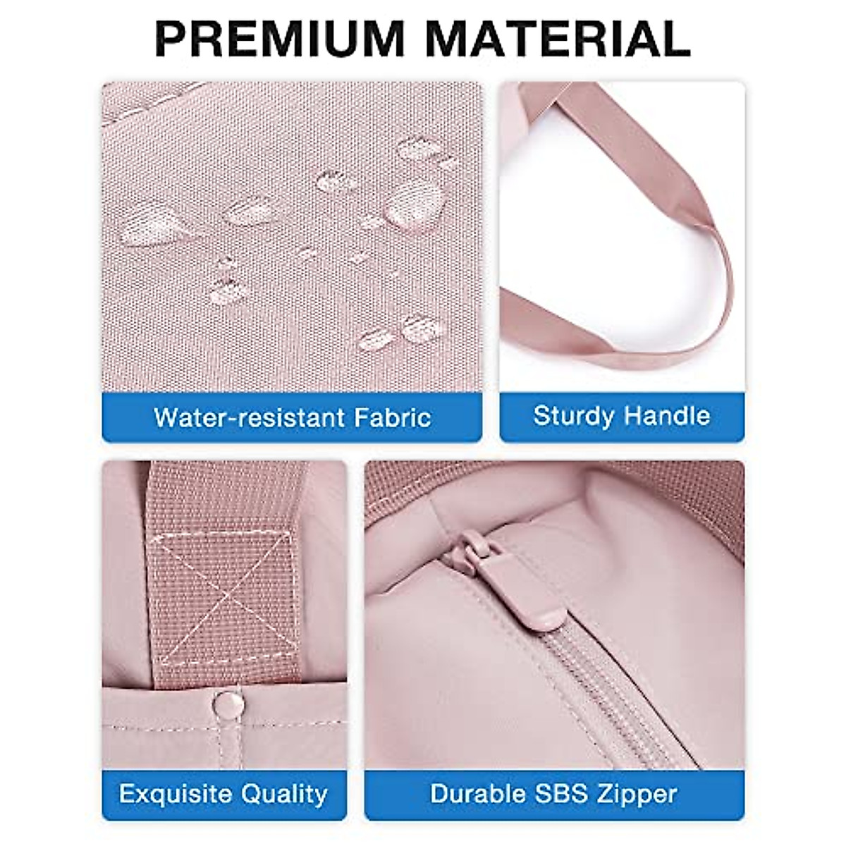 BAGSMART Tote Bag for Women, Foldable Tote Bag With Zipper Large Shoulder Bag Top Handle Handbag for Travel, Work (Pink)