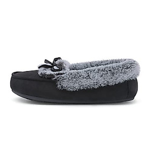 DREAM PAIRS Women's SDSL222W-NEW Black Slip on Faux Fur Lining Mocassins House Slippers for Indoor and Outdoor Size 10 M US