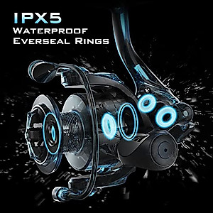 KastKing Spartacus II Spinning Reel, Size 3000 Fishing Reel, IPX5 Waterproof Rating,Spindrift