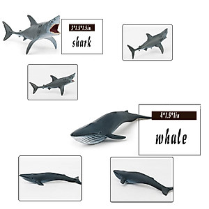 Fun Gift Sea Animal Toy Set,12 pcs Animal Sea Figures Ocean Toy for Kids, Realistic Set for Sea Lovers, Includes Great White Shark, Dolphin, White Shark, Whale for Age 3+