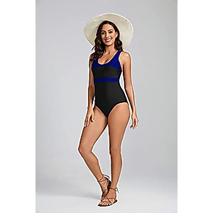 Yilisha Women's Athletic One Piece Swimsuit Training Bathing Suits Lap Racerback Swimwear Sports Swimming Suits Teens Blue