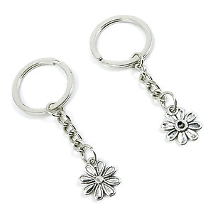 50 Pieces Keychain Keyring Door Car Key Chain Ring Tag Charms Supplies W9DR5B Chrysanthemum Daisy Flower