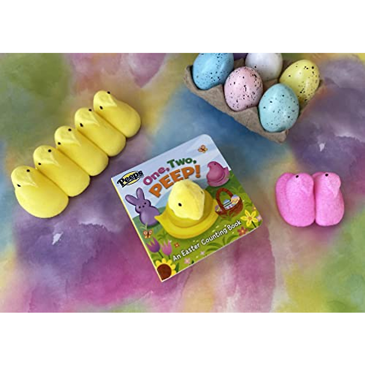 One, Two, PEEP! Peeps Finger Puppet Board Book Easter Basket Gifts or Stuffer Ages 0-3