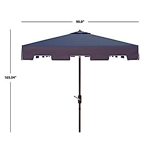 Safavieh PAT8400A Outdoor Zimmerman Navy and White 7'6" Square Market UV Protected Umbrella