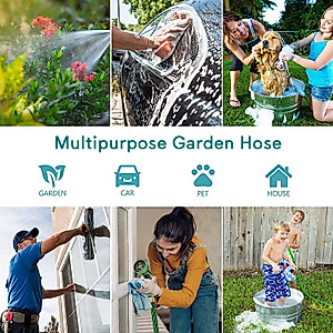 150 ft Expandable Garden Hose - New Flexible Water Hose 150ft with 10 Pattern Spray Nozzle, 3/4 Solid Brass Connectors, Retractable Latex Core - Lightweight Expanding Hose