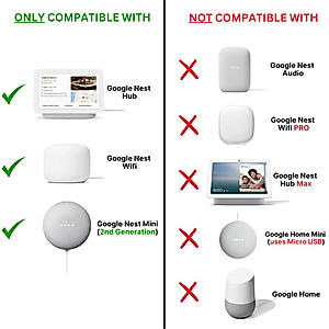 Vebner 6-Foot Power Adapter Compatible with Google Nest Mini, Nest Hub, Nest WiFi Router and Nest WiFi Point Power Cable (Long)