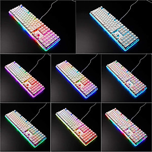 RK ROYAL KLUDGE RK918 Wired Mechanical Keyboard, RGB Backlit Gaming Keyboard with Large LED Sorrounding Side Lamp, Full Size 108 Keys Mechanical 100% Anti-Ghosting Computer Keyboard, Red Switch White
