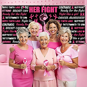 Avezano Breast Cancer Awareness Garage Door Banner 6x13Ft Her Fight is Our Fight October Breast Cancer Decoration Pink Ribbon Butterfly Powerful Fist Backdrop Outdoor Decor (157.48" L x 72.83" W)