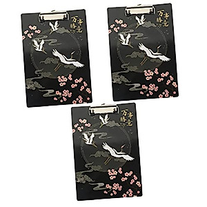 Tofficu 3pcs Acrylic Sheet Nurses Clipboards Paper Clip Holder Hardboard Clipboard Exam Paper Clips A4 File Folder Lightweight Clipboard Black Plate Clamp Multifunction Office Clipboard