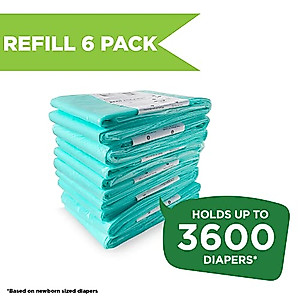 Pail Buddies Diaper Pail Refills | 6 Count | Compatible with Dekor Plus Diaper Pail | Strong, Durable Diaper Pail Refills with Fresh, Baby Powder Scent