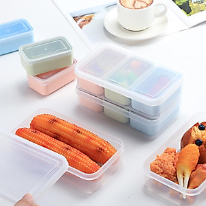 SiliFine 4 Set Snack Containers with 3 Removable Compartments Reusable Snack Box with Lids Stackable Meal Prep Containers for Fridge Charcuterie Candy Nuts Spice, Microwave Dishwasher Safe
