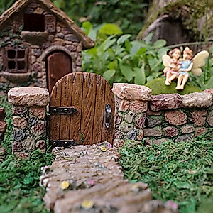 TG,LLC Treasure Gurus Miniature Stone Pillar Wood Gate Fairy Garden Ornament Dollhouse Decor Accessory