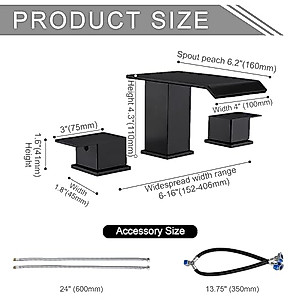 BEIYI Matte Black Deck Mount Tub Faucet, Roman Tub Faucet Set 2 Handles Bathtub Faucet Filler Set 3 Hole High Flow Waterfall Tub Faucet