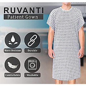RUVANTI 2 Pack Hospital Gowns for Women/Men - Medical Patient Gowns for Elderly Women - Plus Size Gowns for Home Care - Labor and Delivery/Nursing - Comfortably Fits Sizes up to 2XL