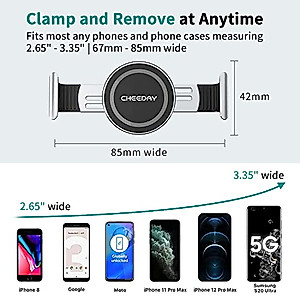 Luanke Metal Phone Clamp Magnetic Mount [Clip and Remove at Anytime] All Magnet Car Holder cell phone magnetic plate Compatible iPhone 13 Pro Max, Samsung, and More (Silver)