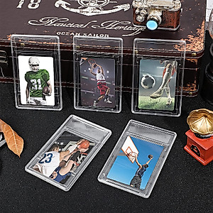 Trading Cards Protector Case Acrylic Clear Baseball Card Holders with Label Position Hard Card Sleeves Small Sturdy Storage Box for Card Standard Collector Sport Game Grade Card Case (6 Pieces)