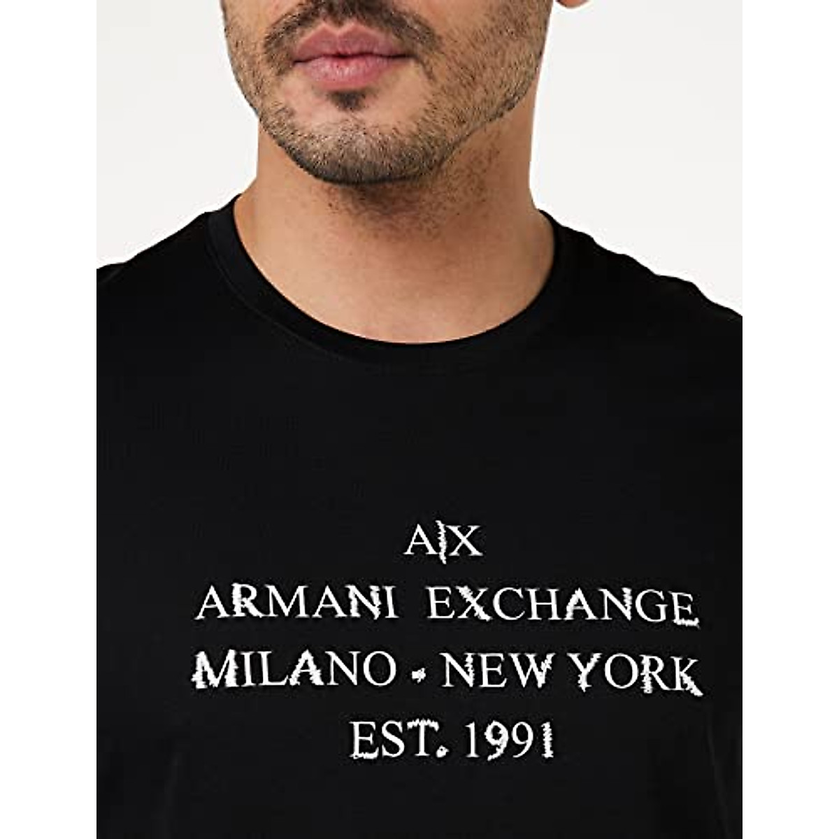 A|X ARMANI EXCHANGE Armani Exchange Men's EST 1991 Logo Tee, Black, Medium