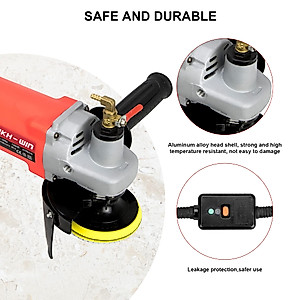 Wet Polisher,1400W/110V Variable Speed 4'' Grinder Machine, Granite Diamond Polisher With Pads Concrete Polisher Stone Polisher Kit for Tile,Marble,Granite,Concrete,Stones
