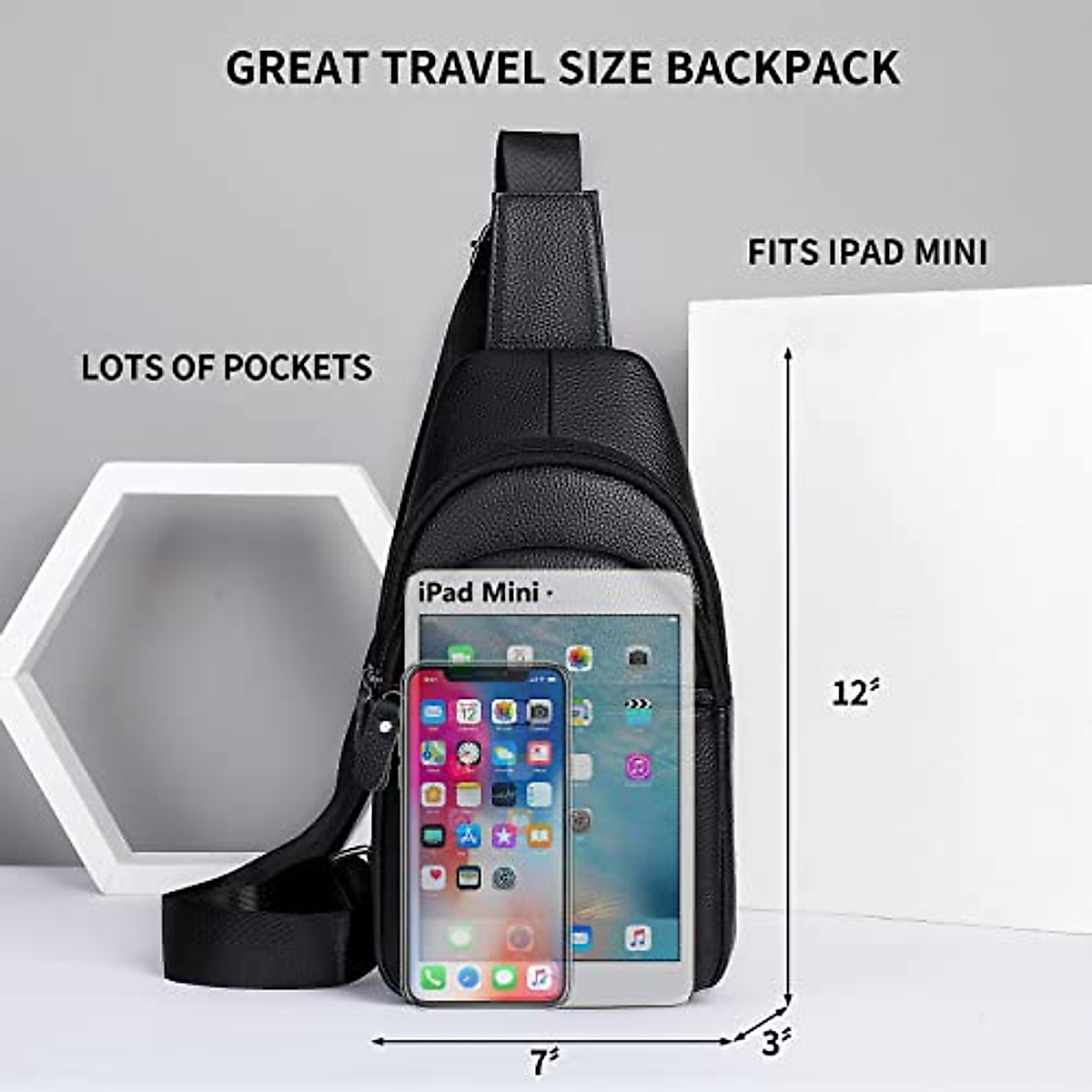 NIUCUNZH Sling Bag Crossbody Bags Shoulder Small Sling Backpack - Genuine Leather, Lightweight & Compact for Travel Everyday