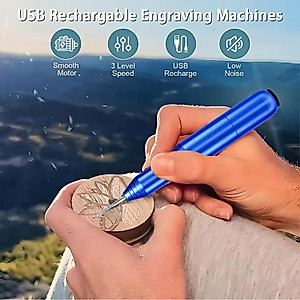 FOLAI USB Rechargeable Engraving Pen - Versatile Customizer Engraver Tool for Jewelry, Wood, Metal,Plastic,Glass,Stone,Manicure & More -Portable, Ideal for DIYers (Blue)