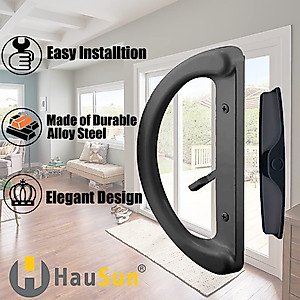 Patio Sliding Glass Door Handle Set with 45° Mortise Lock Suitable for Sliding Glass Patio Door Thickness from 1-1/2" to 1-3/4", Fits 3-15/16” Screw Hole Spacing, Reversible Design(Non-Handed), Black